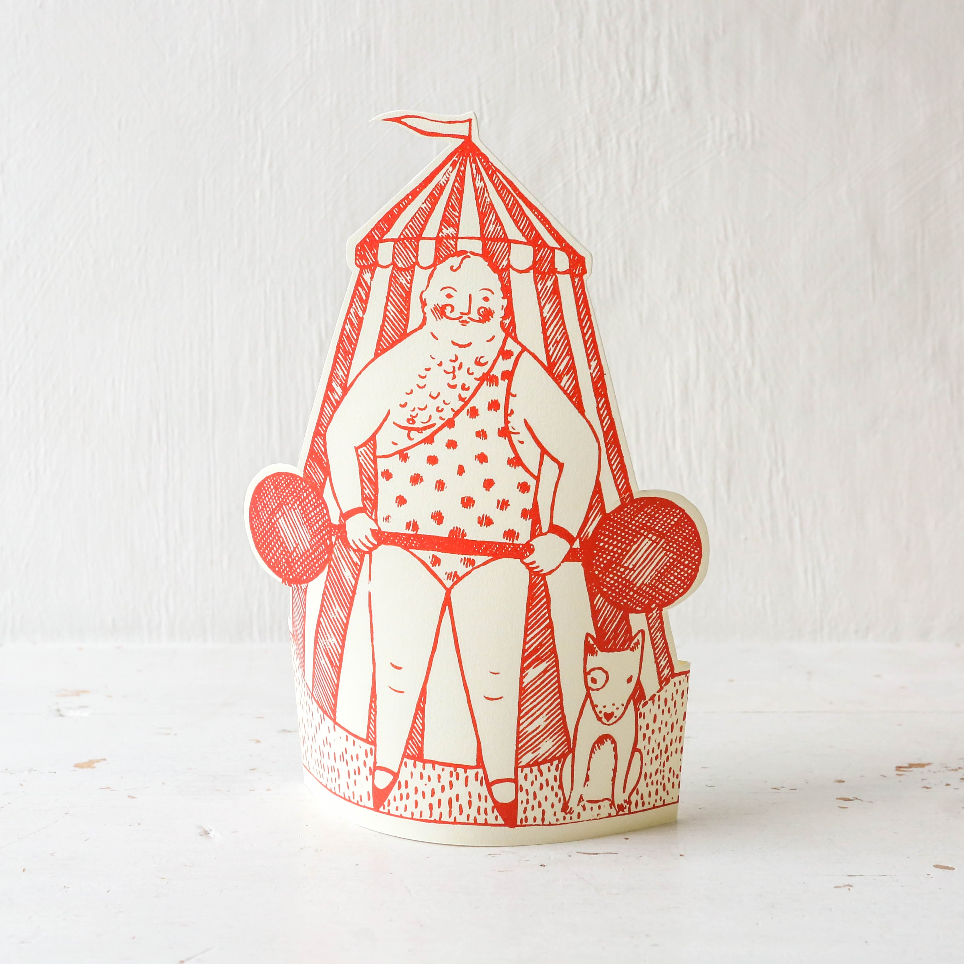 Circus Strongman Stand Up Greetings Card – Berylune