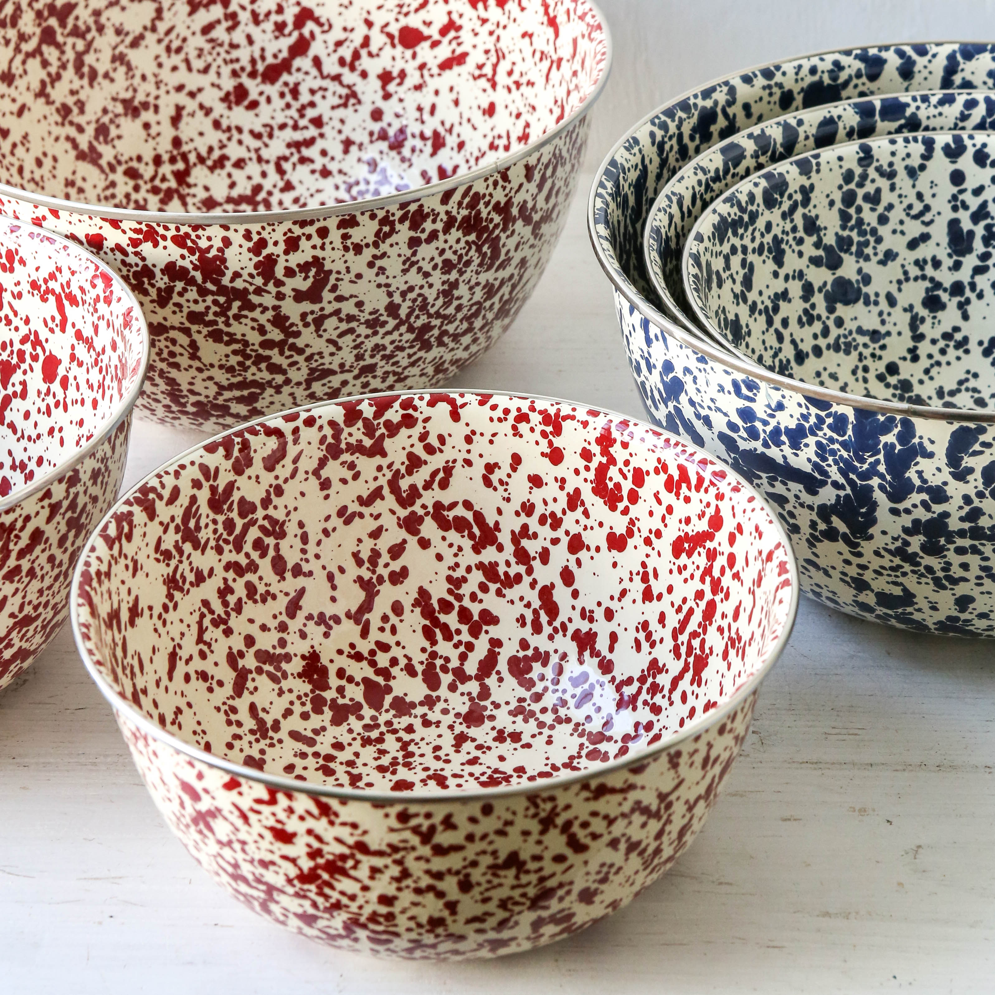 Set of Three Splatter Enamel Mixing Bowl – Berylune