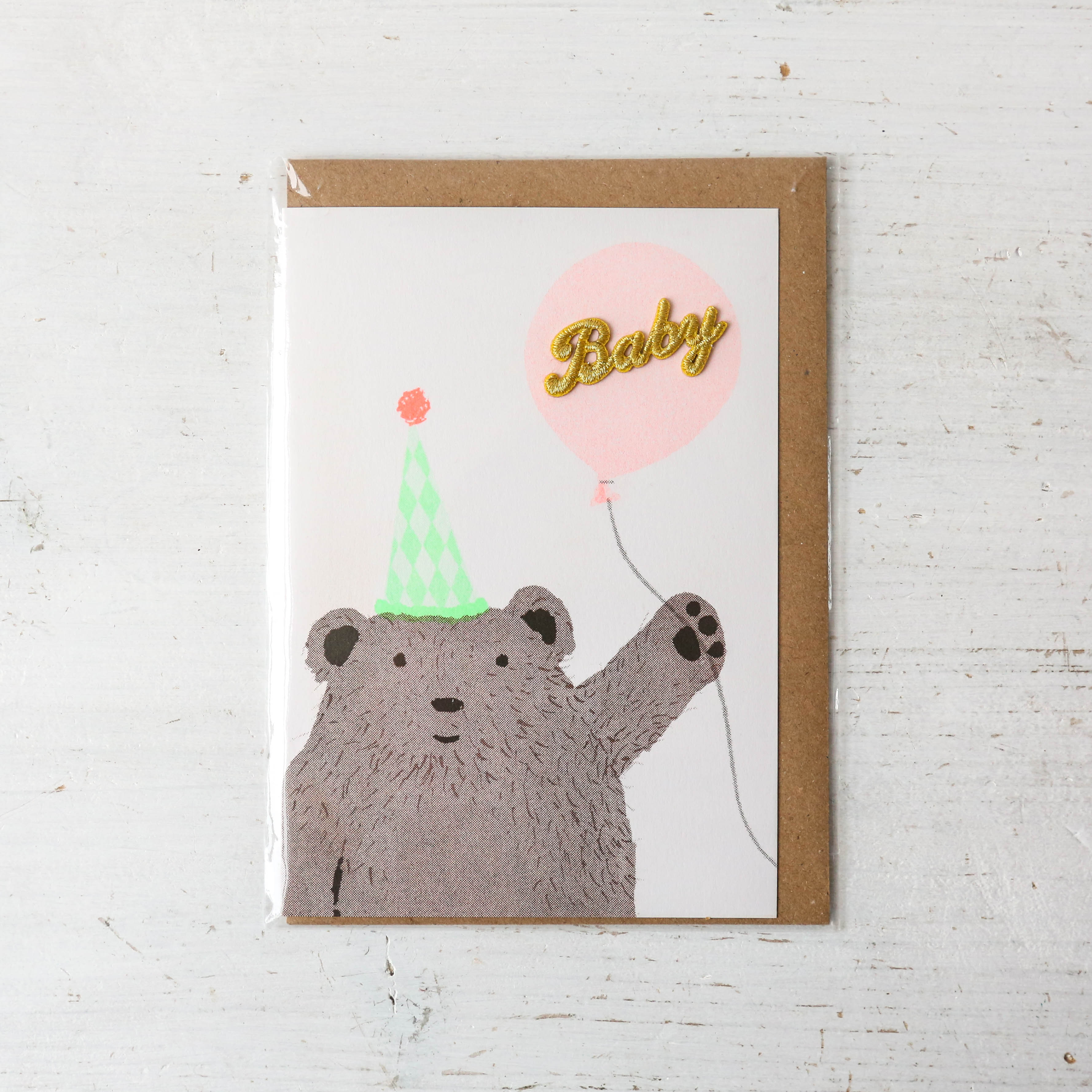 Bear & Balloon Embellished Baby Card – Berylune