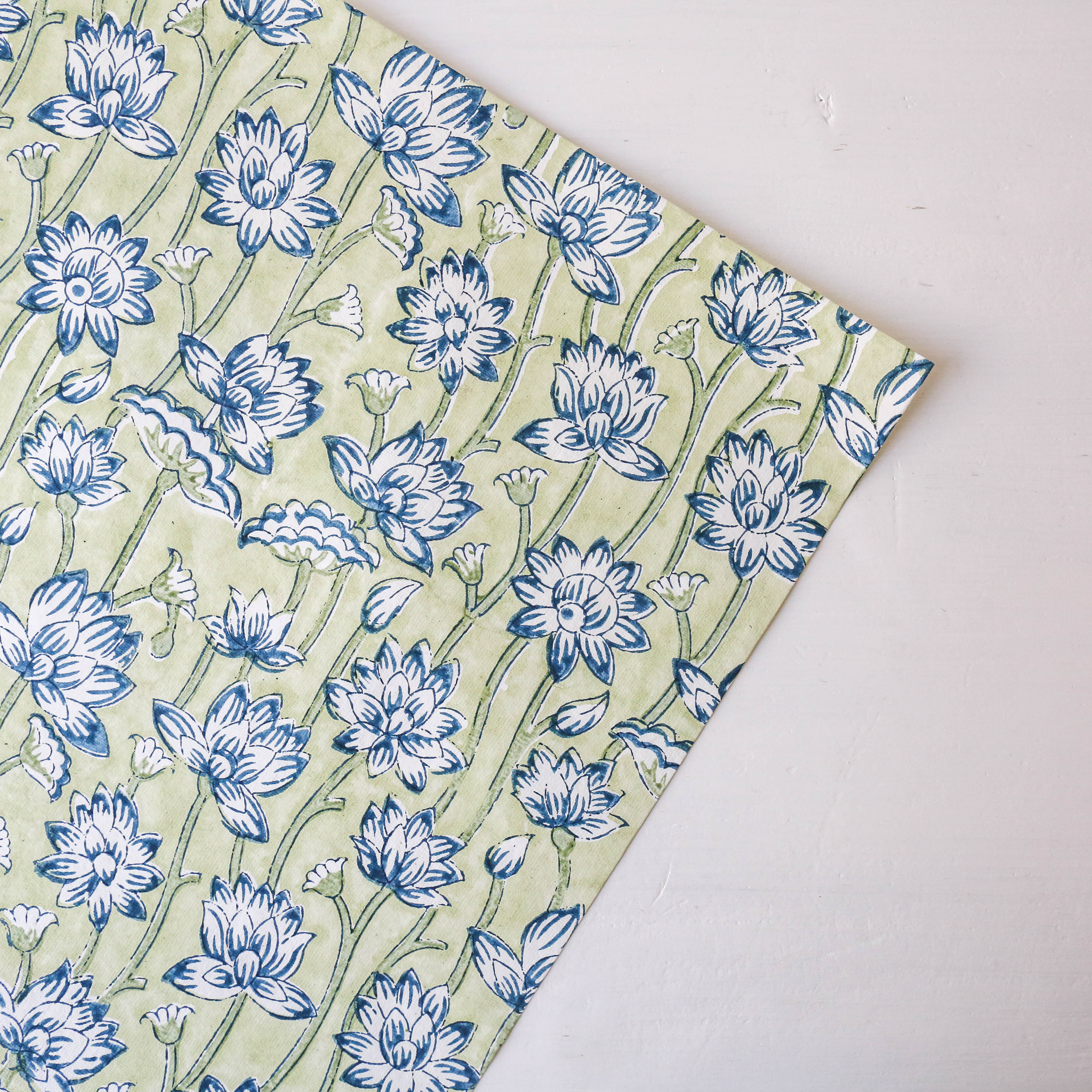 Hand Block Printed Wrap - Lotus Indigo – Berylune