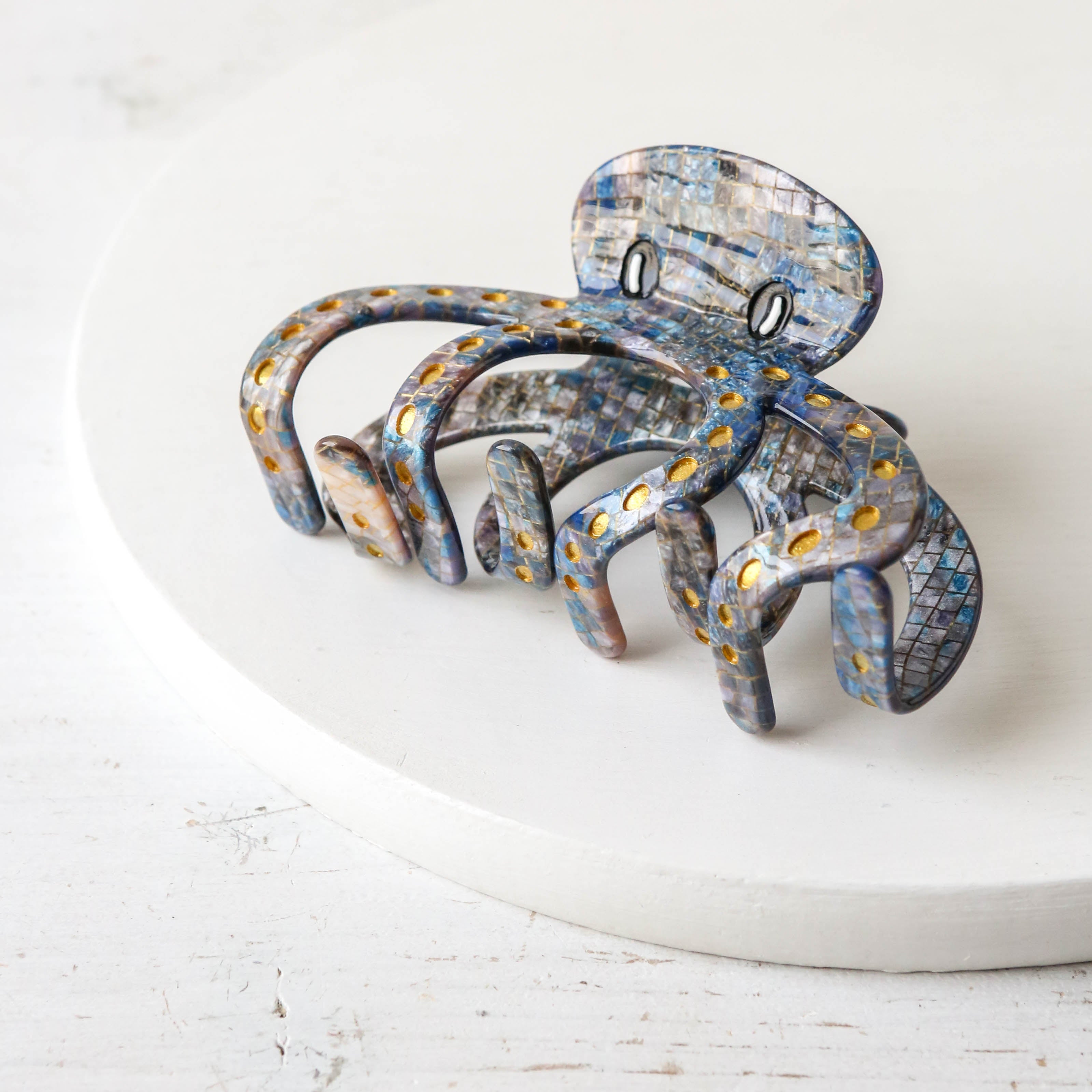 Hand Painted Cellulose Hair Claw - Blue Octopus – Berylune