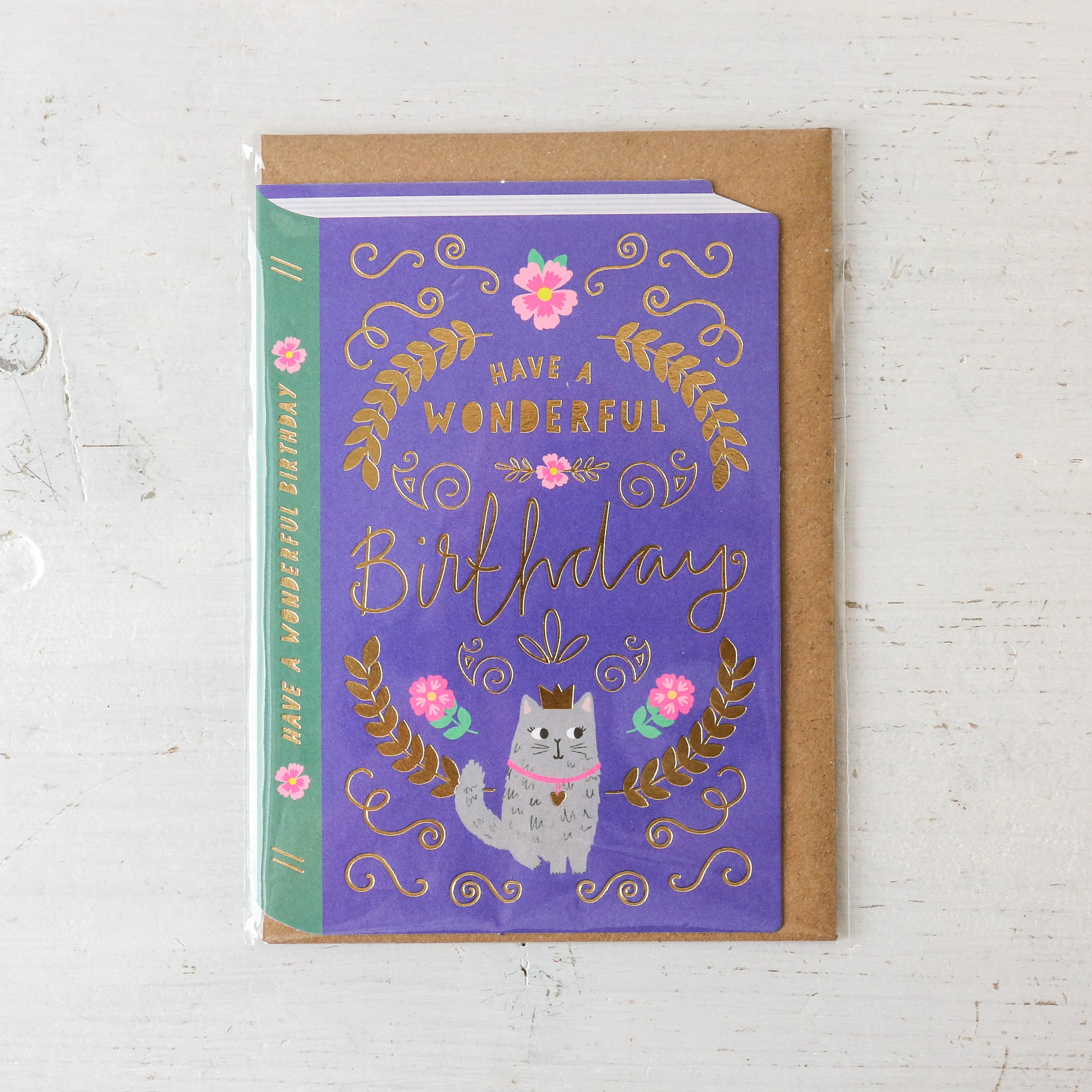 Cat Book Cover Birthday Card – Berylune