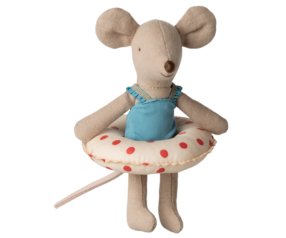 Maileg Little Sister Beach Mouse with Float - Red Dots – Berylune